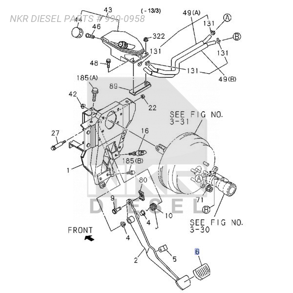 Rubber Pads Clutch Peda For Isuzu NPR-HD NQR NRR 4JJ1 3.0L 4HK1 5.2L 02 ...